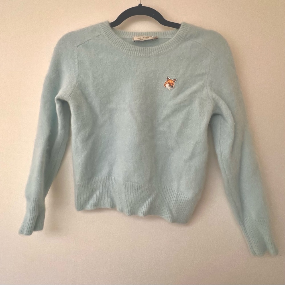 Maison Kitsune Angora Fox Head Patch Sweater In A Tur… - Gem
